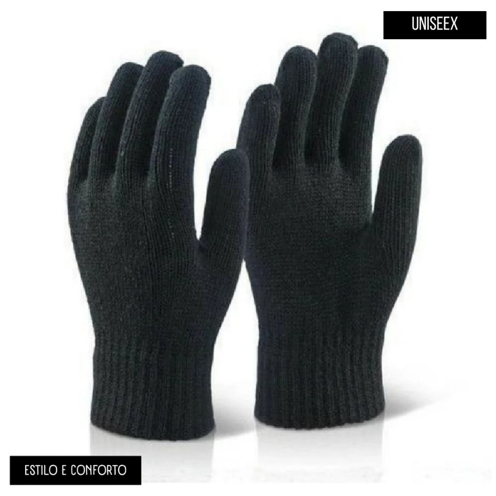 Kit 3 Luva Frio Inverno Preta Reforçada Unissex | Shopee Brasil