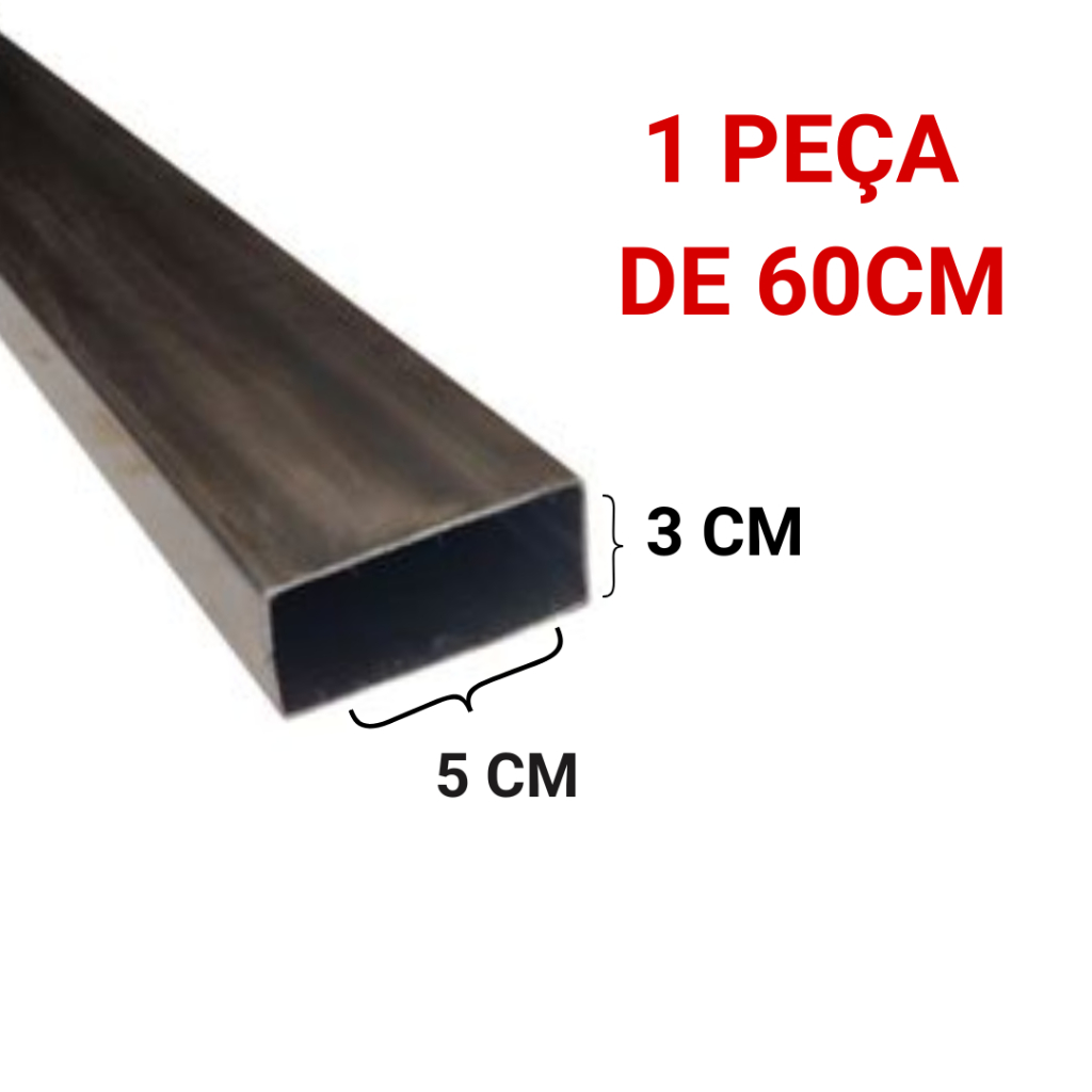METALON 20X30 (2X3 CM) TUBO RETANGULAR DE AÇO - 1 PEÇA DE 60 CM ...
