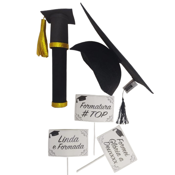 Kit Formatura (Capelo para Formatura, Canudo para Formatura e 10 ...