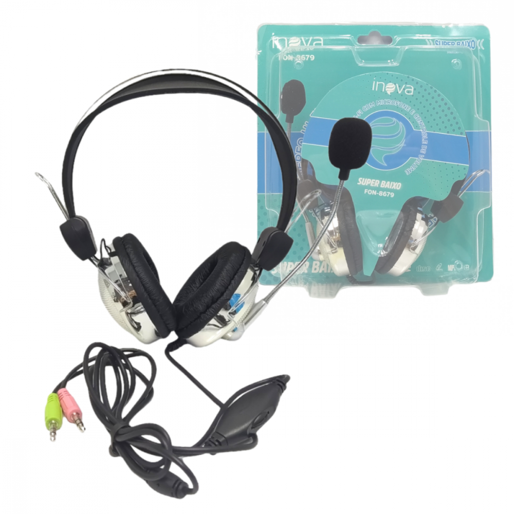 Fone Headset Gamer com Microfone e Controle De Volume P2 INOVA FON-8679 ...