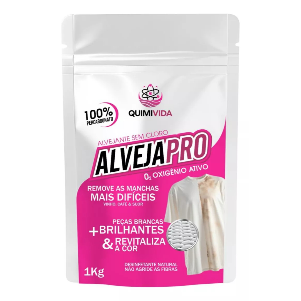 1Kg Alveja Pro Sem Cloro Percarbonato Remove Limpa Tira Mancha Roupas ...
