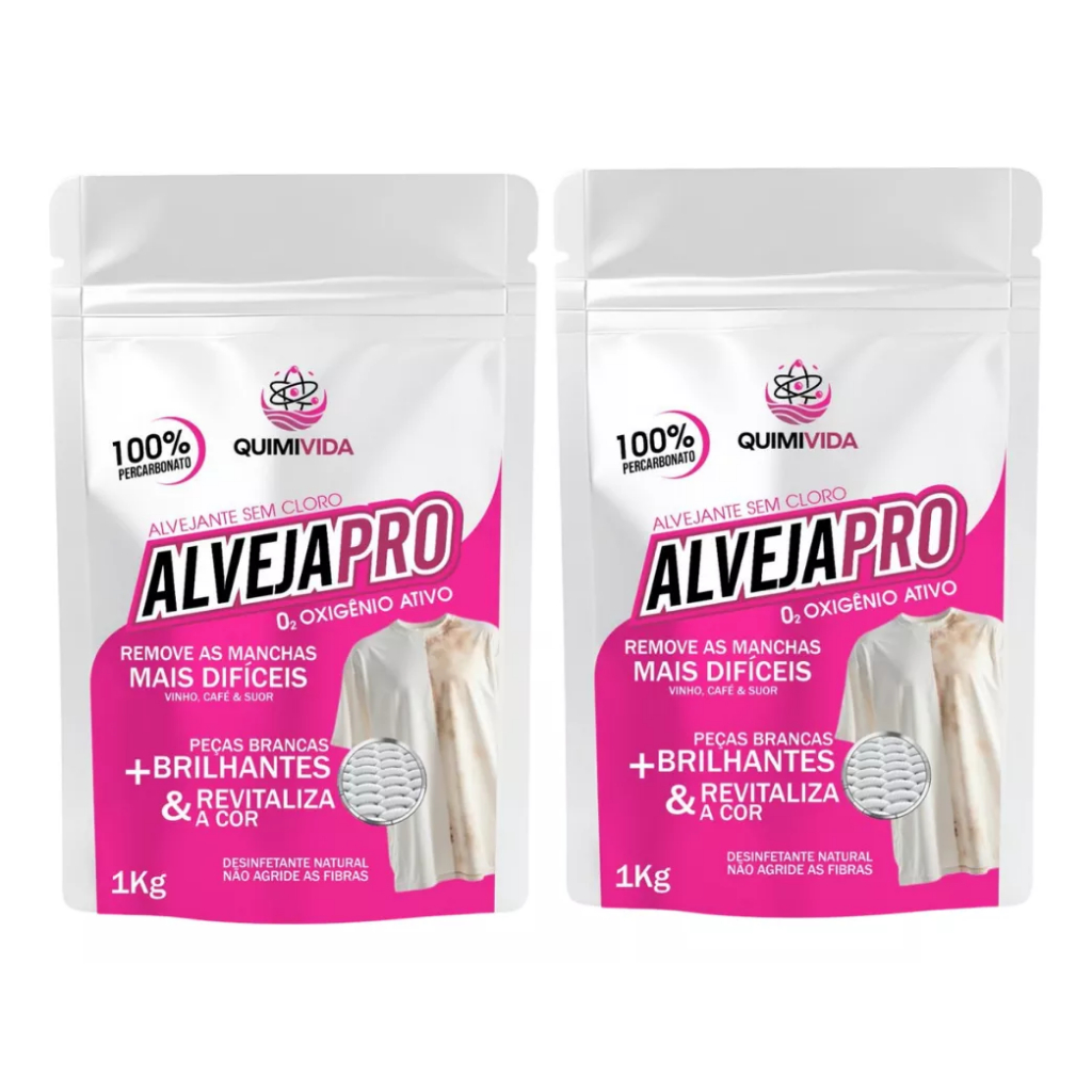 2Kg Alveja Pro Sem Cloro Percarbonato Remove Limpa Tira Mancha Roupas ...
