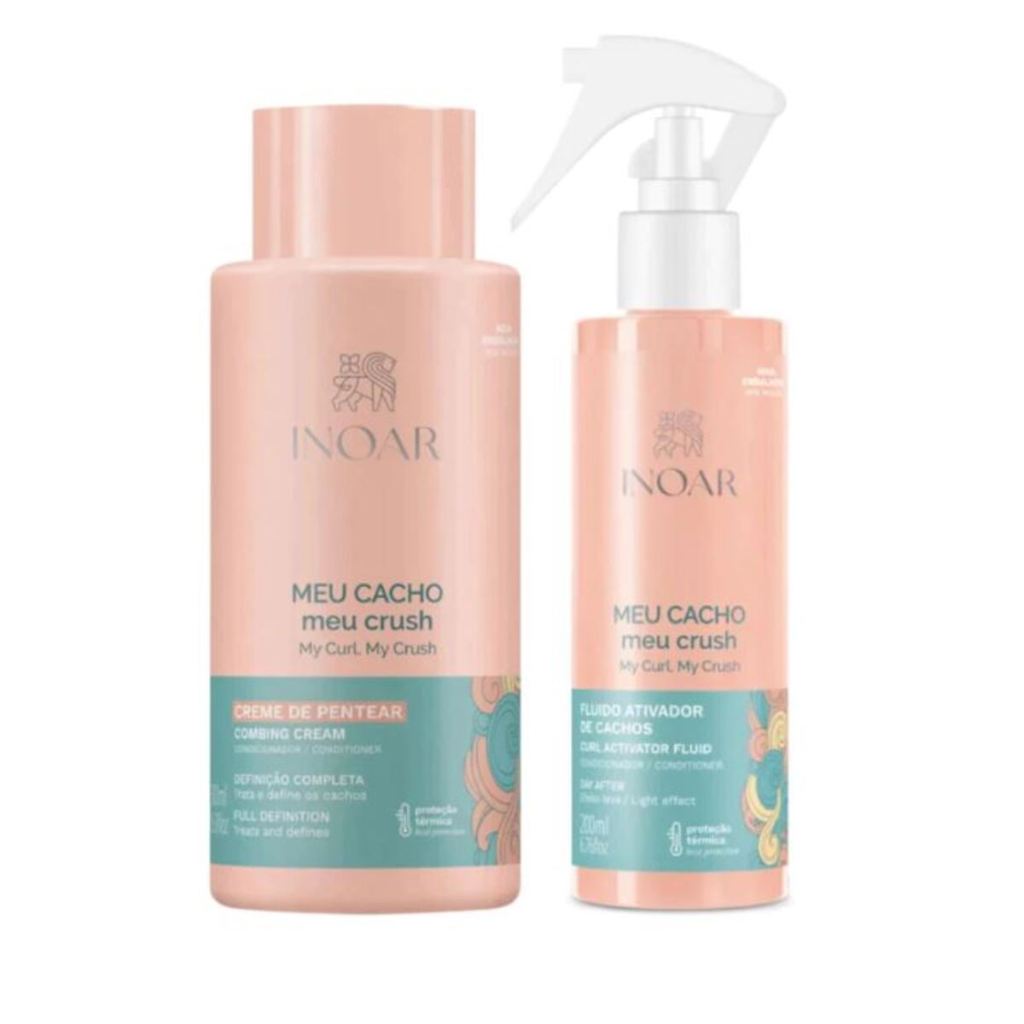 KIT INOAR MEU CACHO MEU CRUSH CREME DE PENTEAR 500ML + FLUIDO ATIVADOR DE CACHOS 200ML - (2 ...