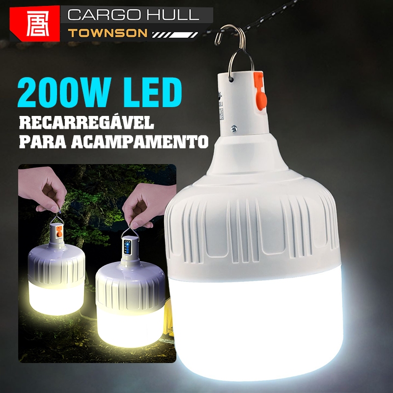 Lâmpada LED Para Camping 18W/38W/200W USB Recarregável Portátil Para Acampamento | Shopee Brasil