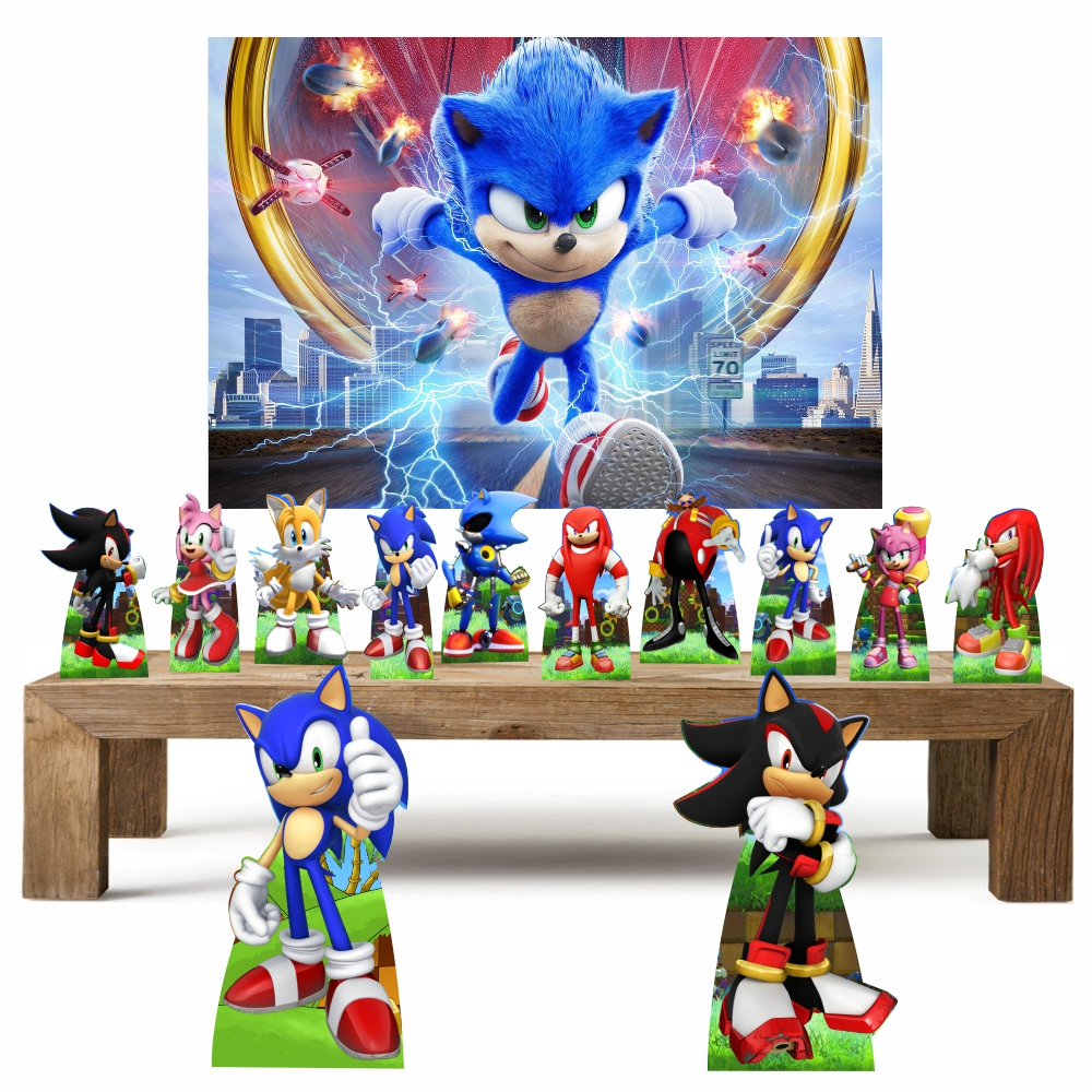 Sonic md3 Kit Prata 10 de mesa 2 de chão + painel de lona Decoração de ...