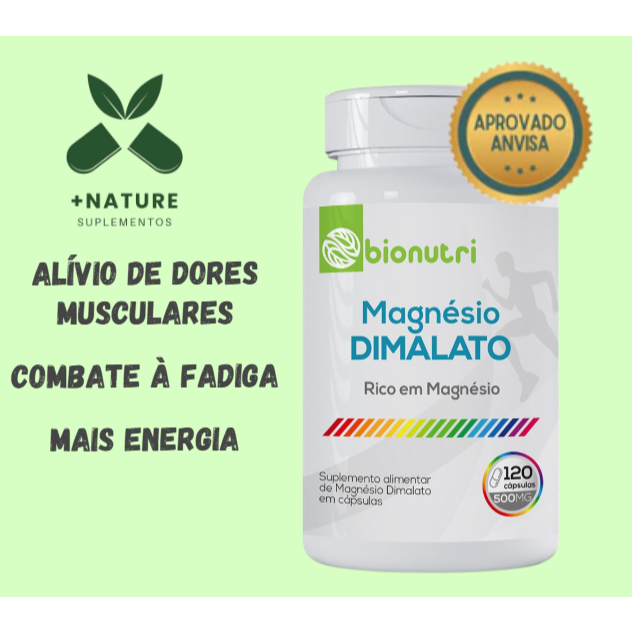 Magnésio Dimalato Natural 120 Cápsulas 500mg Bionutri | Shopee Brasil