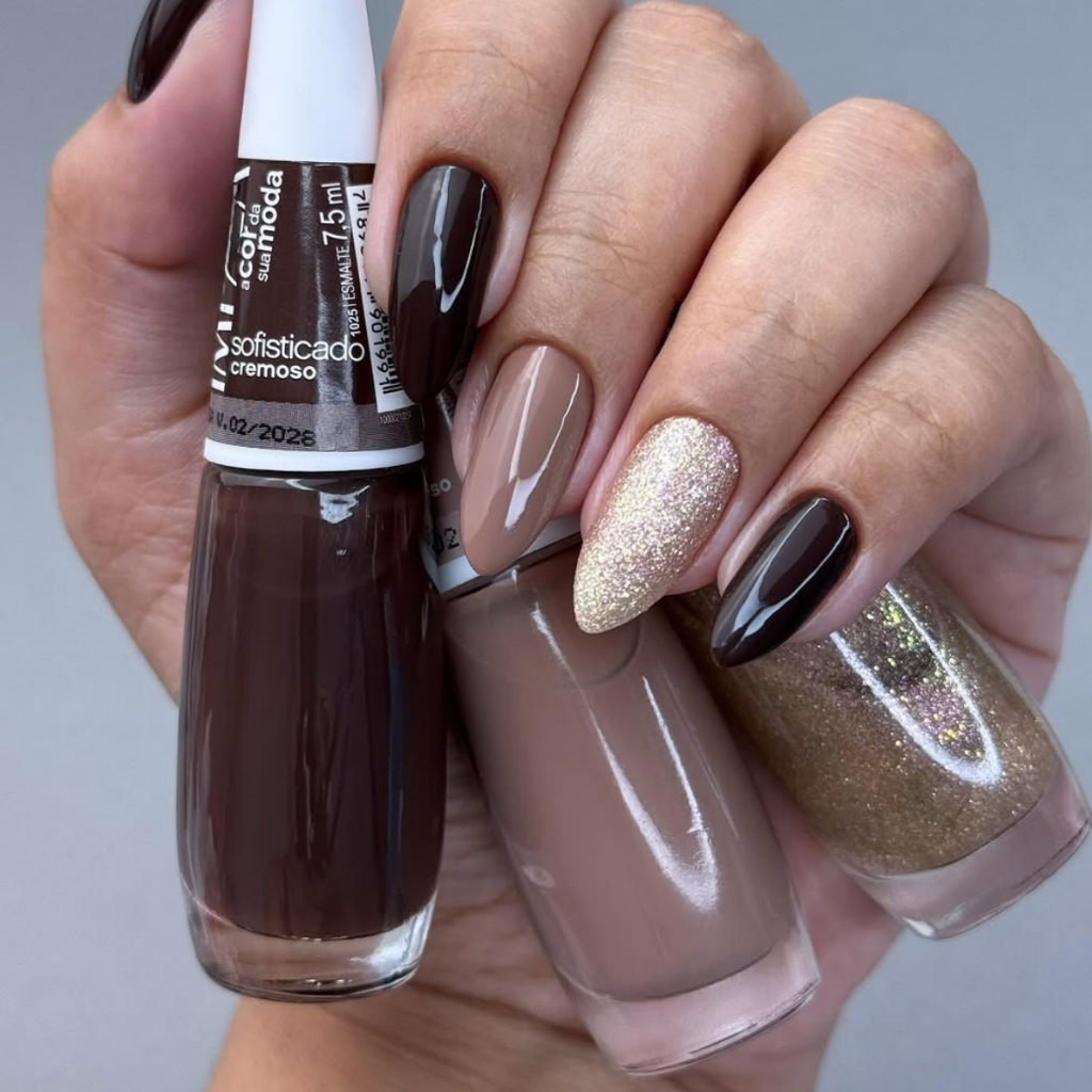 Kit 3 Esmaltes Impala Lançamento Inverno Tons de Marrom e Glitter ...