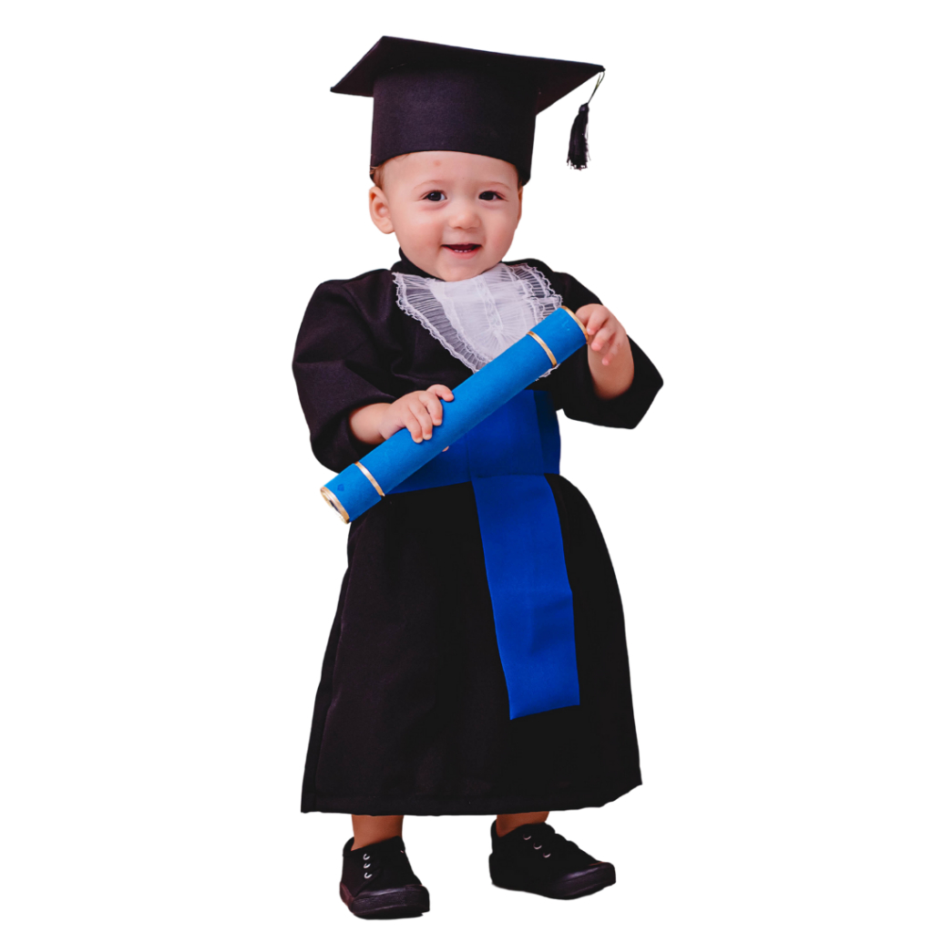 Beca de Formatura para Bebê Completa! Preto e Azul - Fantasia para ...