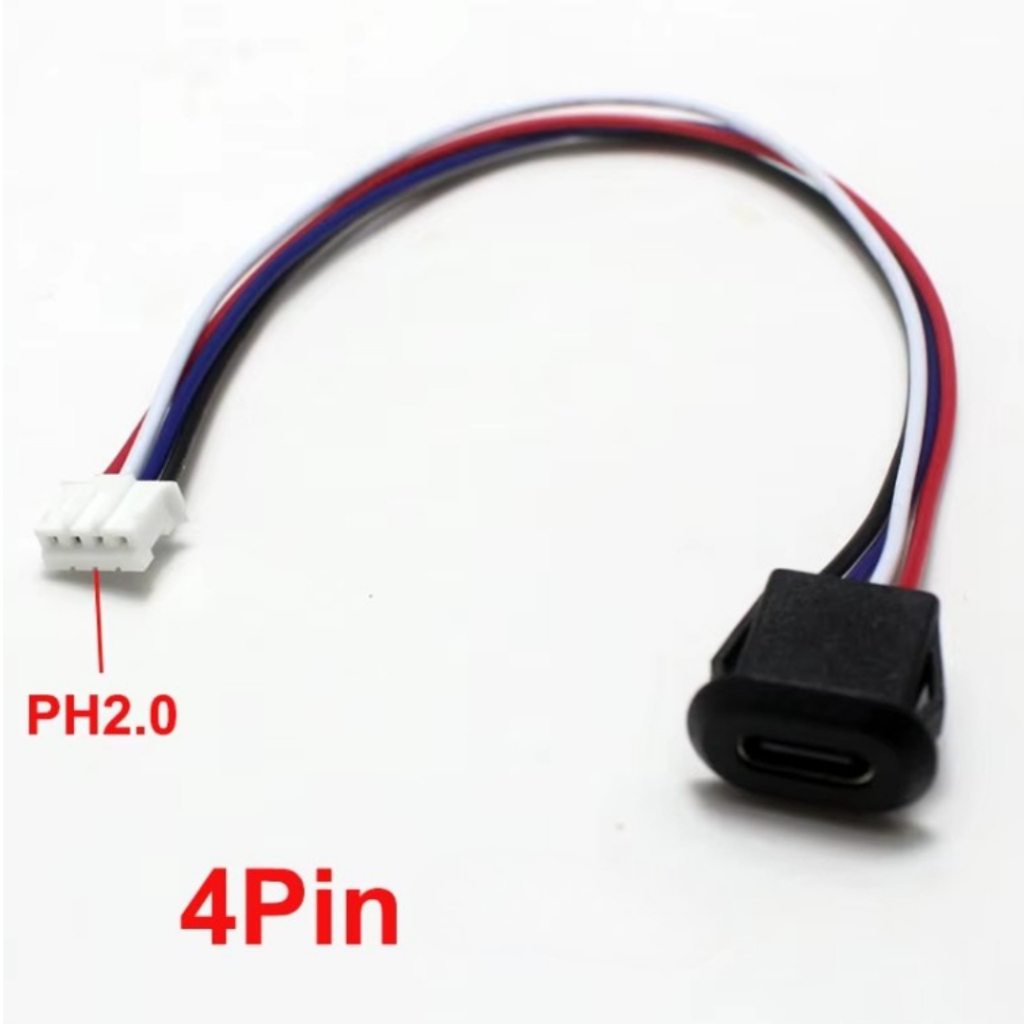 Conector USB Tipo C Fêmea DIY para PH 2.0 4 Vias Cabo 15cm Carga e Dados | Shopee Brasil