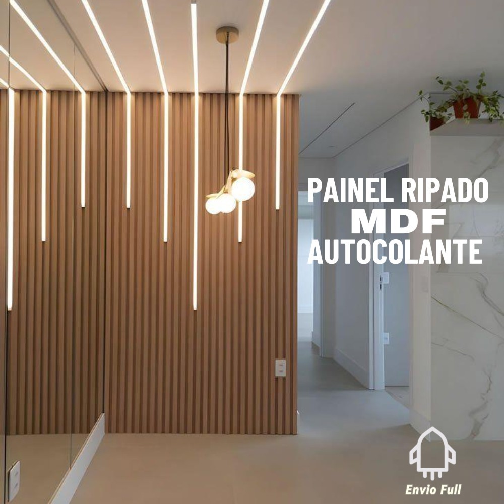 40 Placas Painel Ripado MDF Revestimento Autocolante 11x45 cm ENVIO ...