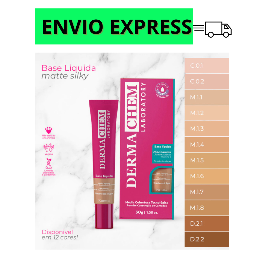 Base Matte Líquida Dermachem Base para Rosto com Niacinamida Ácido ...