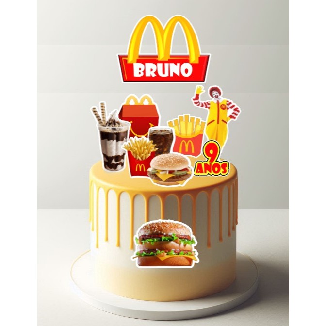 Topo topper de bolo MCDONALD'S personalizado com nome e idade | Shopee ...