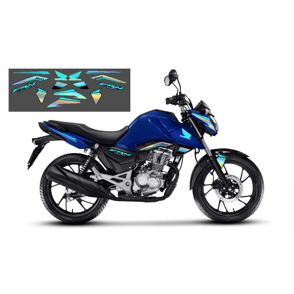 Kit de adesivos personalizado para Fan 160 2025. adesivo em holográfico com cor para moto fan ...