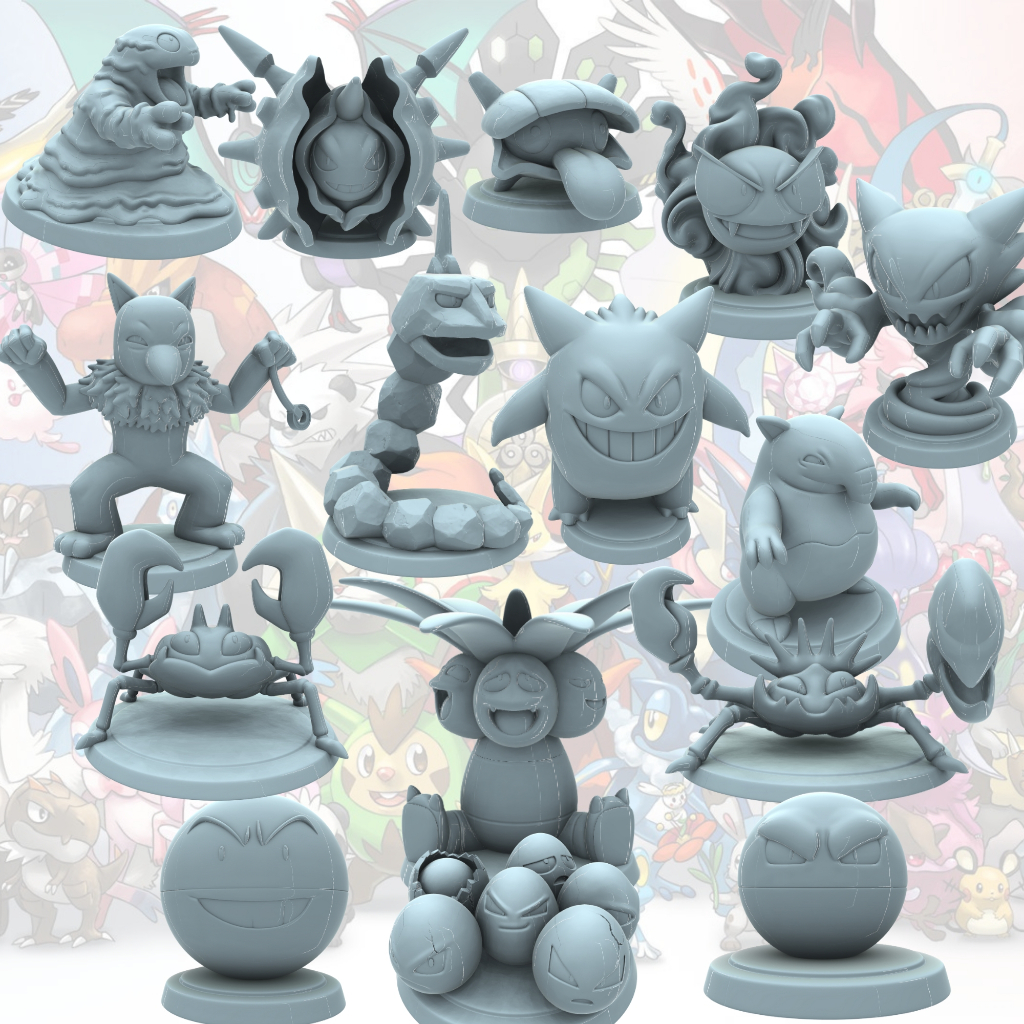 Kit de Miniaturas Action Figure Pokémon evoluções Seel Grimer Onix ...