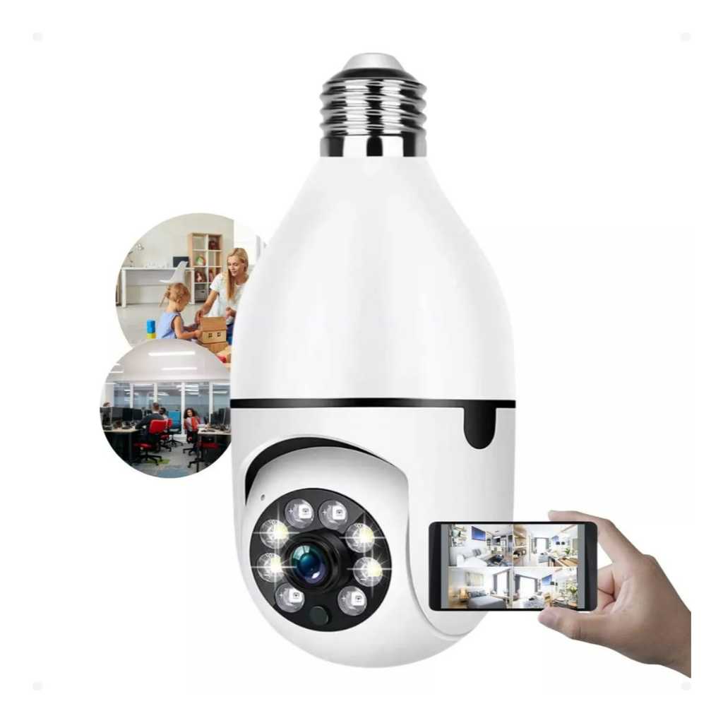 Camera Lampada Ip Inteligente Panorâmica Hd Vigilancia Segurança ...