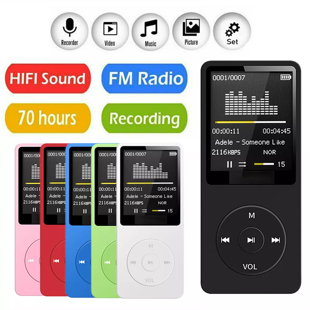 MP3 MP4 Player com Bluetooth HIFI Music Speakers Sport MP4 Media FM Leitor De Rádio Voz Ebook ...