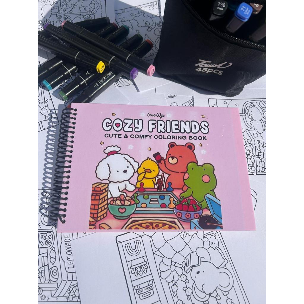 Livro de Colorir Cozy Friends - Terapeutico RelaxanteCapa Dura A5 ...
