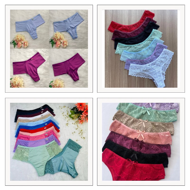 kit 3 calcinhas feminina conforto renda lisa variadas REVENDA ATACADO ...