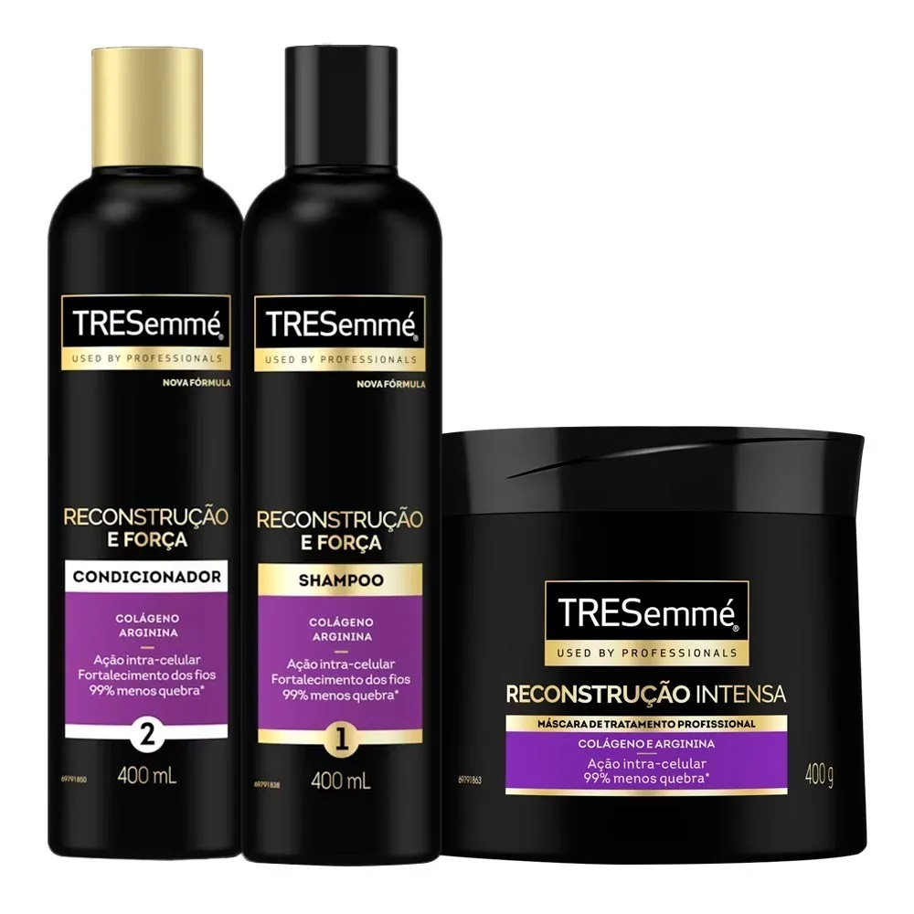 Kit Tresemmé Shampoo + Condicionador + Máscara Reconstrução e Força ...