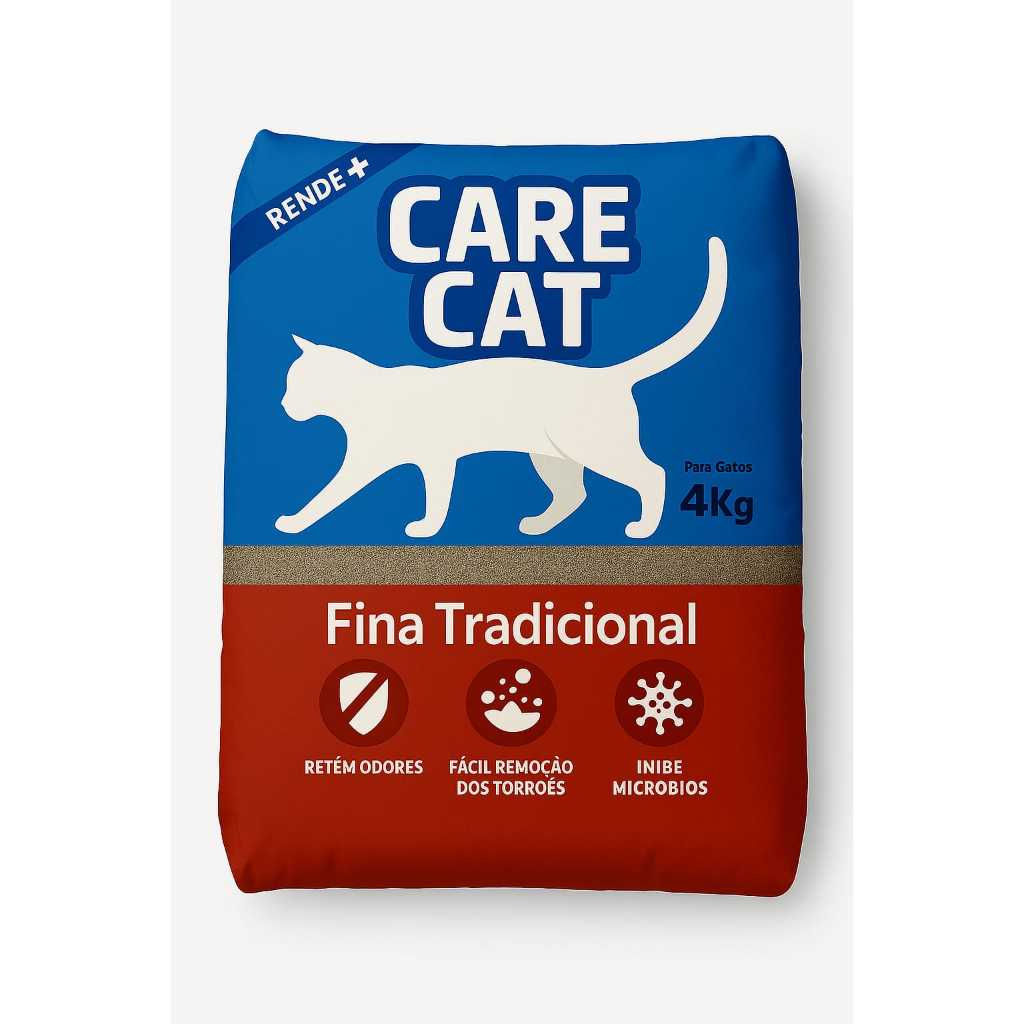 Areia Sanitaria Para Gatos Fina Tradicional Care Cat Pacote 4kg ...