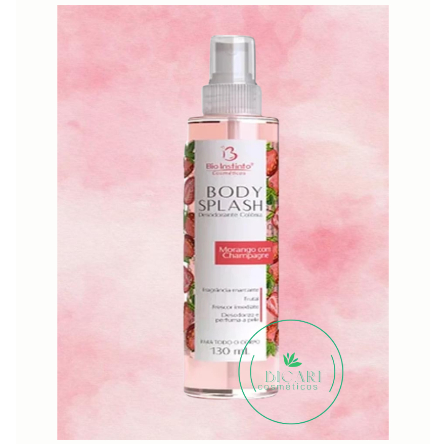Body Splash Morango com Champagne 130ml - Bio Instinto(Perfume Corporal ...