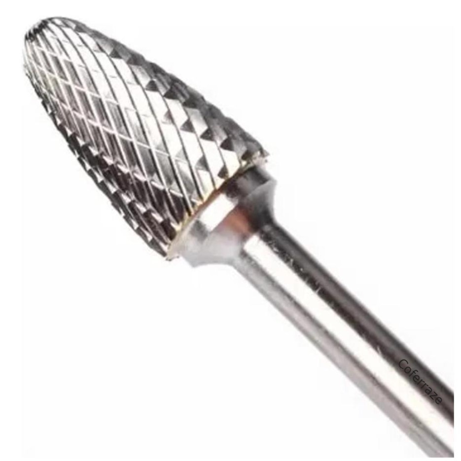 Lima Rotativa Metal Duro Cônica 20x10 haste 1/4 Corte Duplo ...