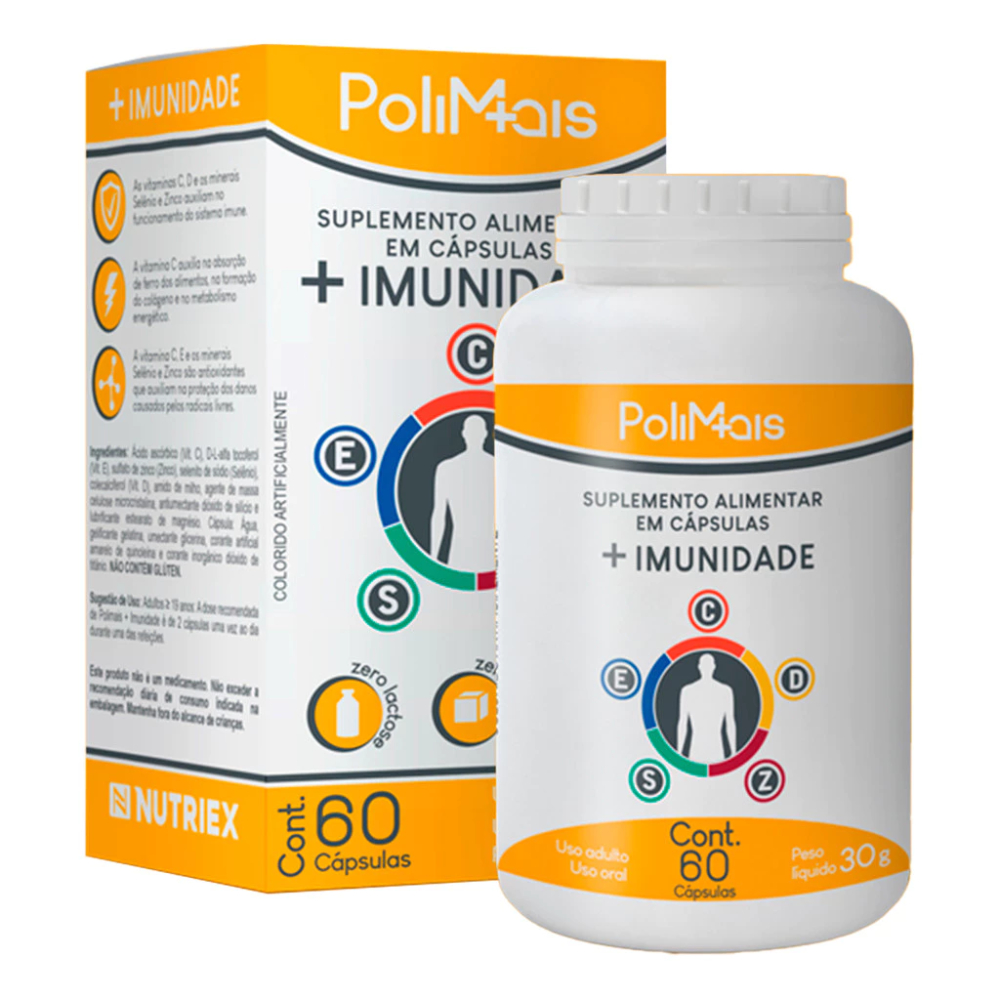 Polimais + Imunidade Vitaminas Cdzse C/60 Cápsulas Nutriex | Shopee Brasil
