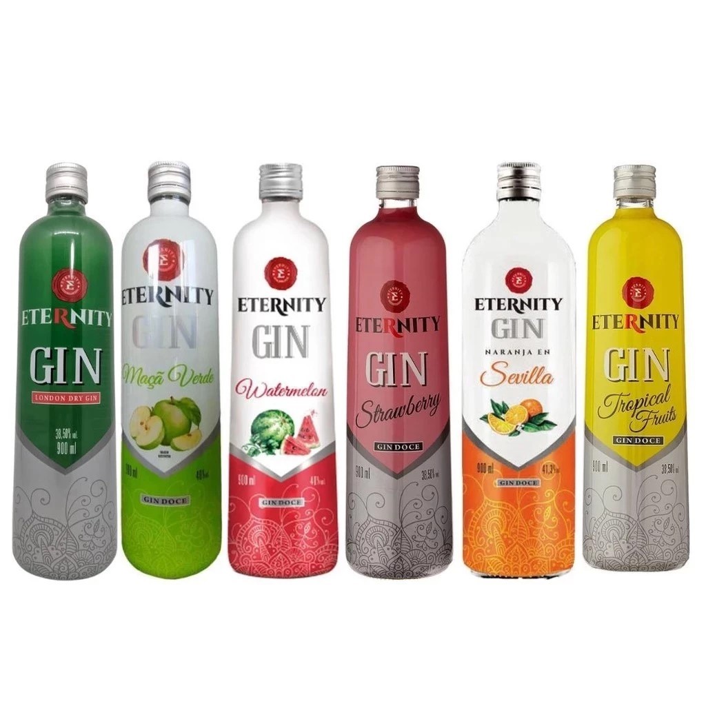 Kit 2 Garrafas Gin Eternity Diversos Sabores - 900ml | Shopee Brasil