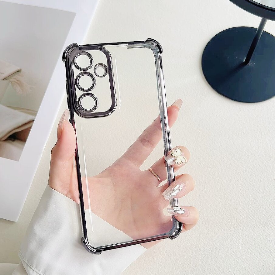 Capinha Transparente Anti-Impacto Borda Colorida Para Samsung A06,A16,A26,A36,A56,S20FE,S21FE ...