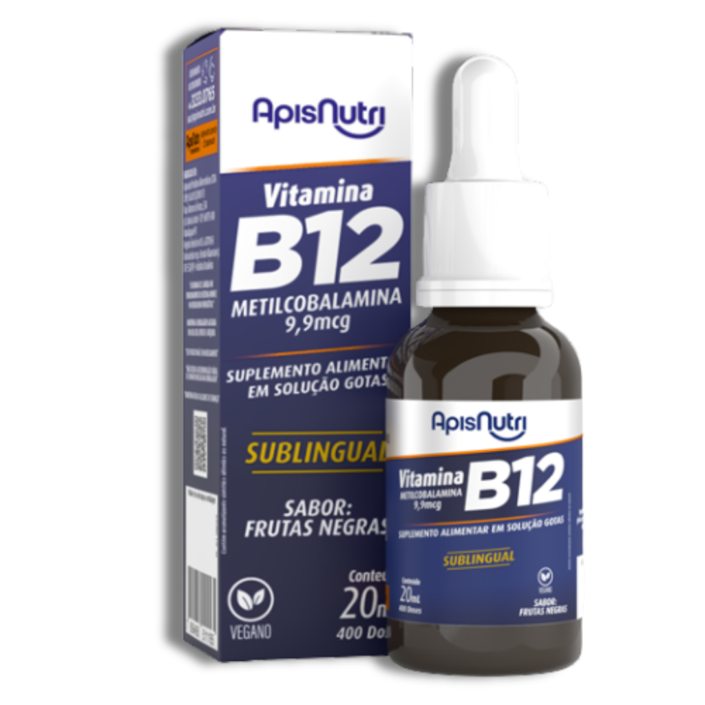 Vitamina B12 Metilcobalamina Sublingual em Gotas 20ml Suplemento Vitaminico Natural Apisnutri ...