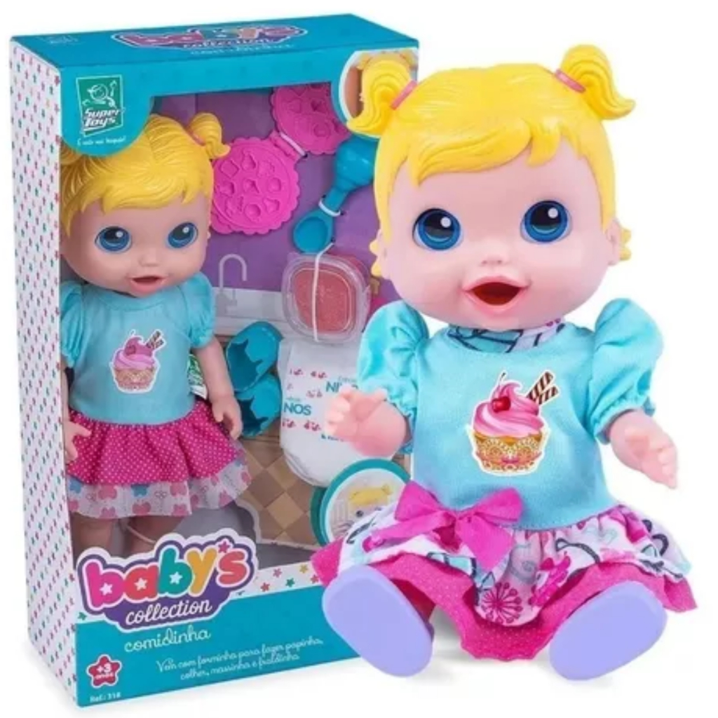 Boneca Baby's Collection Comidinha Come E Faz Caquinha Alive | Shopee ...