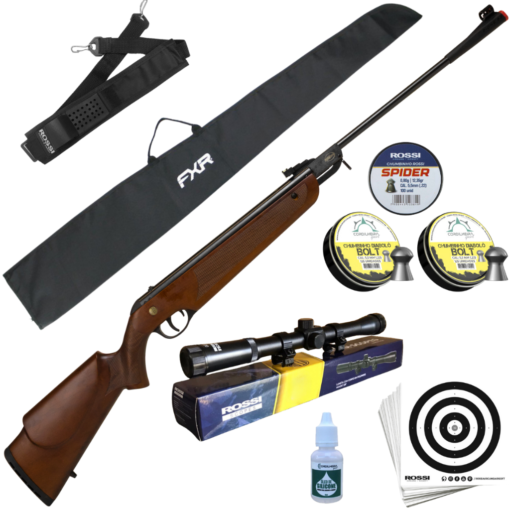 Carabina Dione 5g Madeira 5,5mm Gásram 60kg Rossi + 350 Chumb. + 20 ...