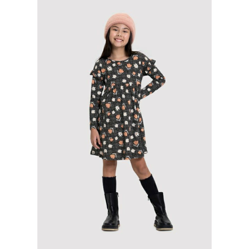 Vestido Manga Longa Infantil Alakazoo Menina - cor: bege, tam: 12 anos ...
