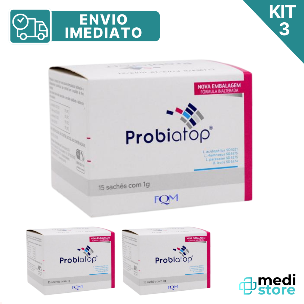 Kit com 3 - Suplemento Alimentar Probiotico Probiatop 15 Saches 1g ...