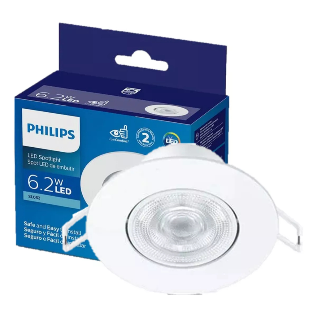 spot led philips redondo embutir 6.2w luz quente 2700k | Shopee Brasil