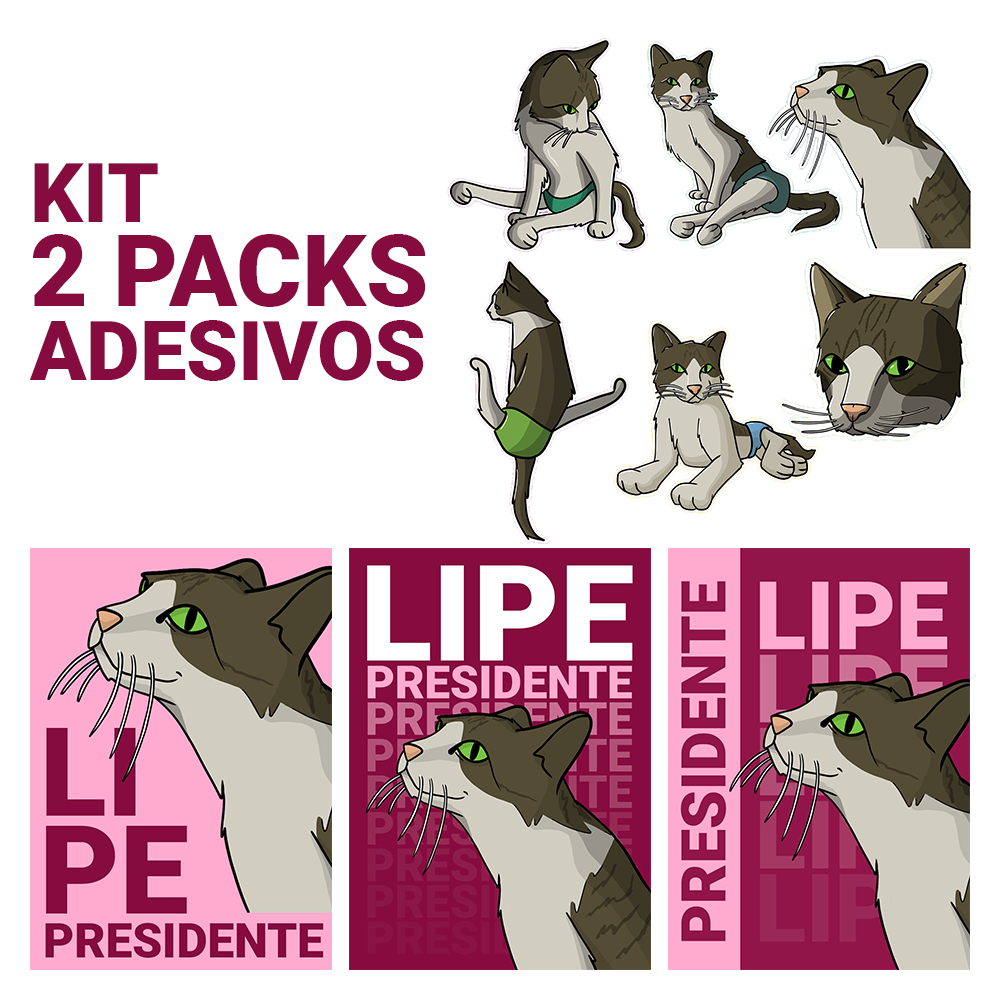 2 Packs de adesivos Lipe Gato Paraplégico Yuri Acerolamuti desenhos originais | Shopee Brasil