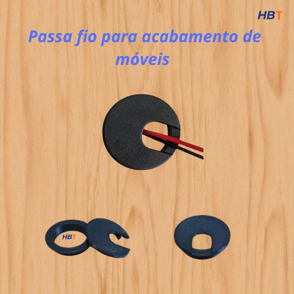 Passa Fio para furo de 35mm Preto /Acabamento para móveis outras ...