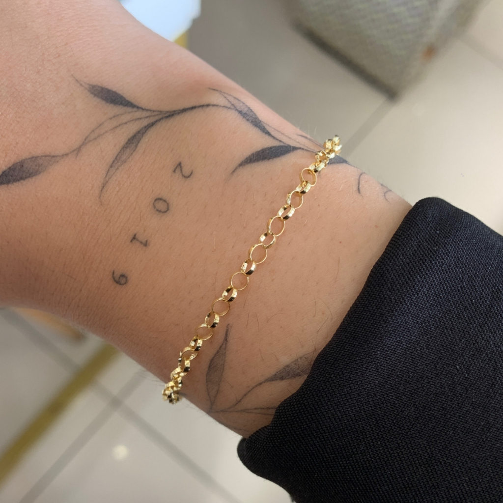 Pulseira Feminina Elo 18cm Ouro 18k | Shopee Brasil