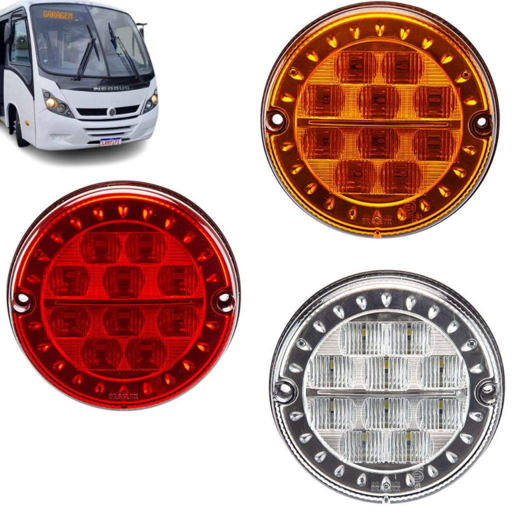 Lanterna Traseira Micro Onibus Neobus Thunder + Thunder Plus 125mm Led ...