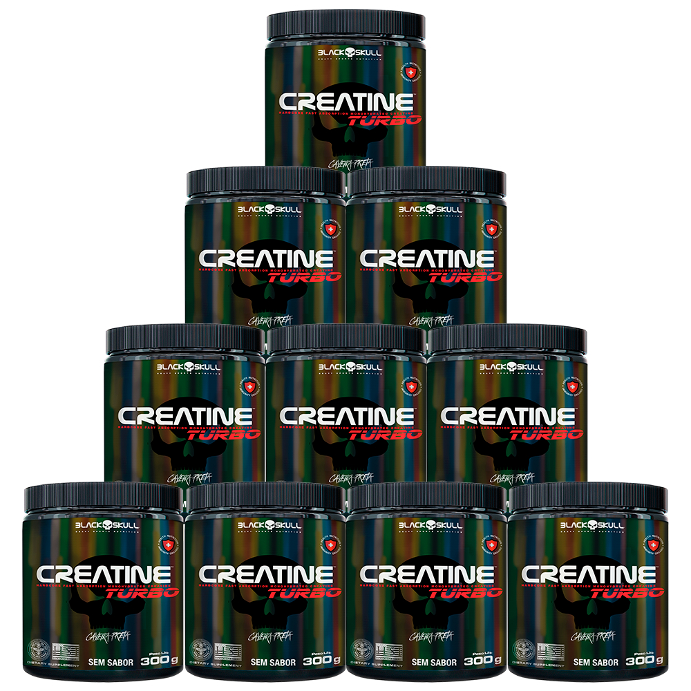 Black Skull Kit 10x Creatine Turbo Pote 300g Cada (Creatina Caveira ...