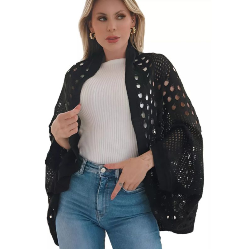 CAPA KIMONO RENDADO INVERNO TRICOT ELEGANTE ÚNICO - PLUS SIZE | Shopee Brasil
