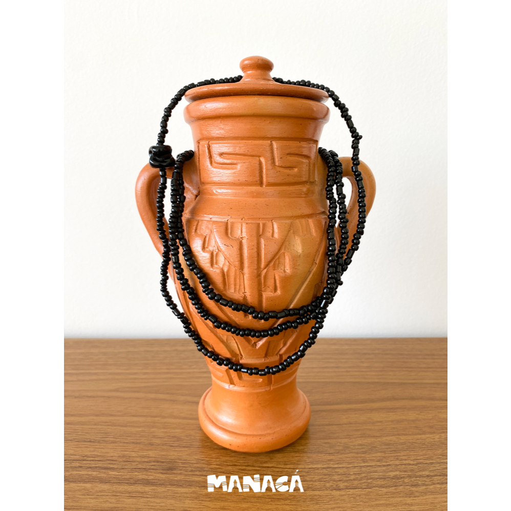 Colar Exu Guia de Umbanda Fio de Conta Preto Candomblé Artesanal ...