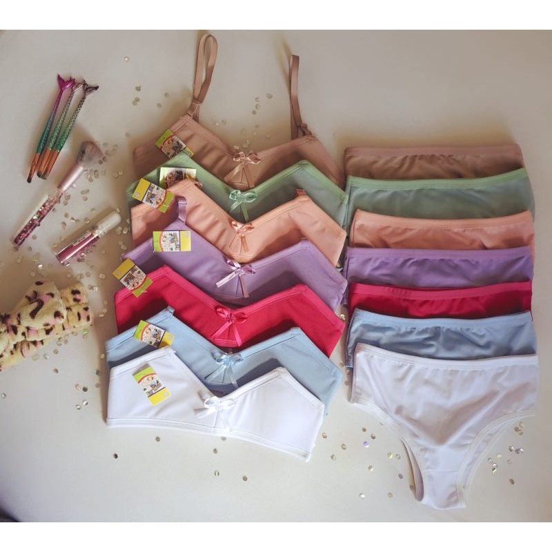 Kit 8 Conjuntos Infantil Juvenil Menina Moça, sem bojo, com forro em ...