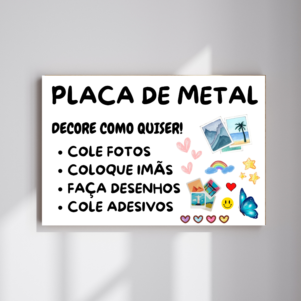 Painel Quadro De Metal Para Imã Decoração Fotos Viagens Giz Lembrete ...
