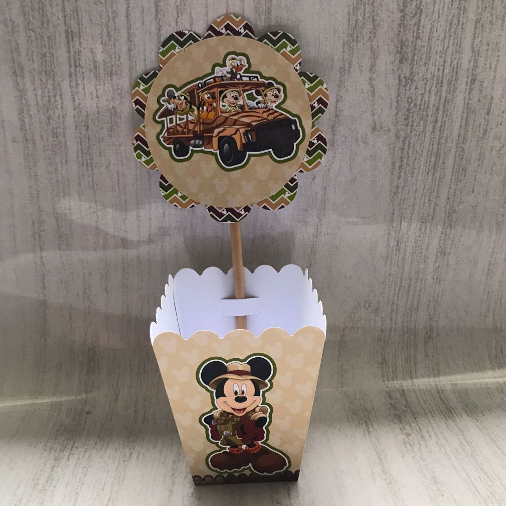 Centros de mesa Cachepot Mickey Safari /Lembrancinhas para festa ...