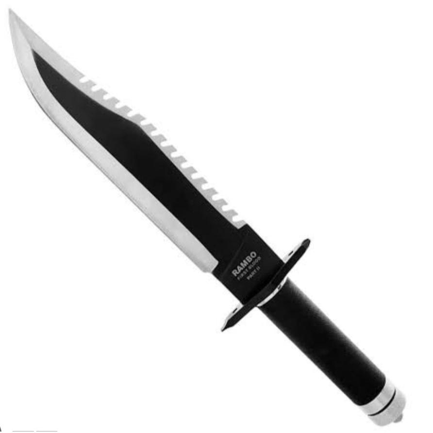 Faca Rambo 2 Preta First Blood Cabo de Nylon Afiada Com Assinatura ...