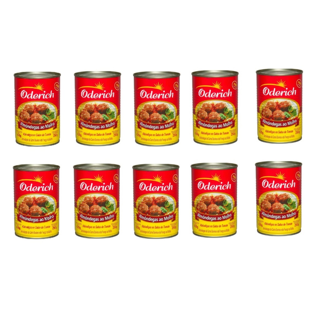 Kit 10 latas Almôndega Bovina ao Molho Oderich 420g cada | Shopee Brasil