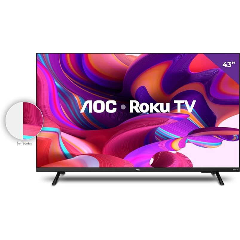 AOC 43S5135/78G - Smart TV LED 43" Full HD, Design sem bordas, Wifi, Conversor Digital, USB ...
