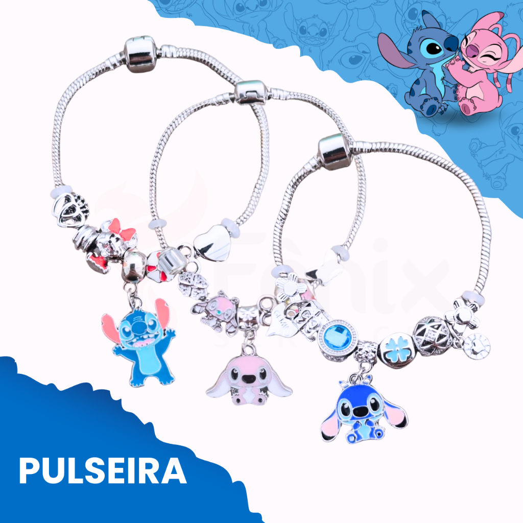 Stitch Pulseira Infantil de Berloque Disney | Estilo Pandora e Vivara ...