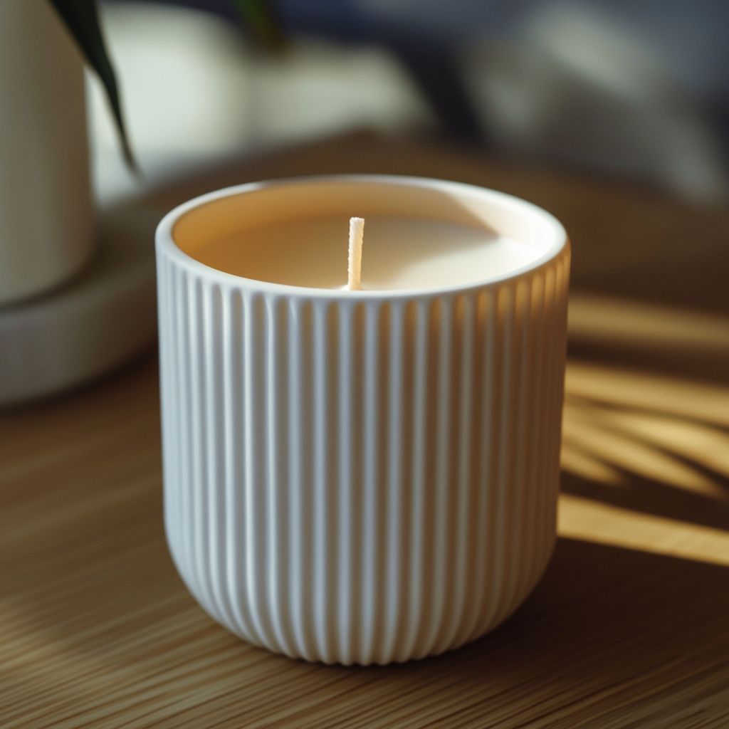 Vela Aromática 250g Decorativa Cera Vegetal com Pote de Gesso Branco ...